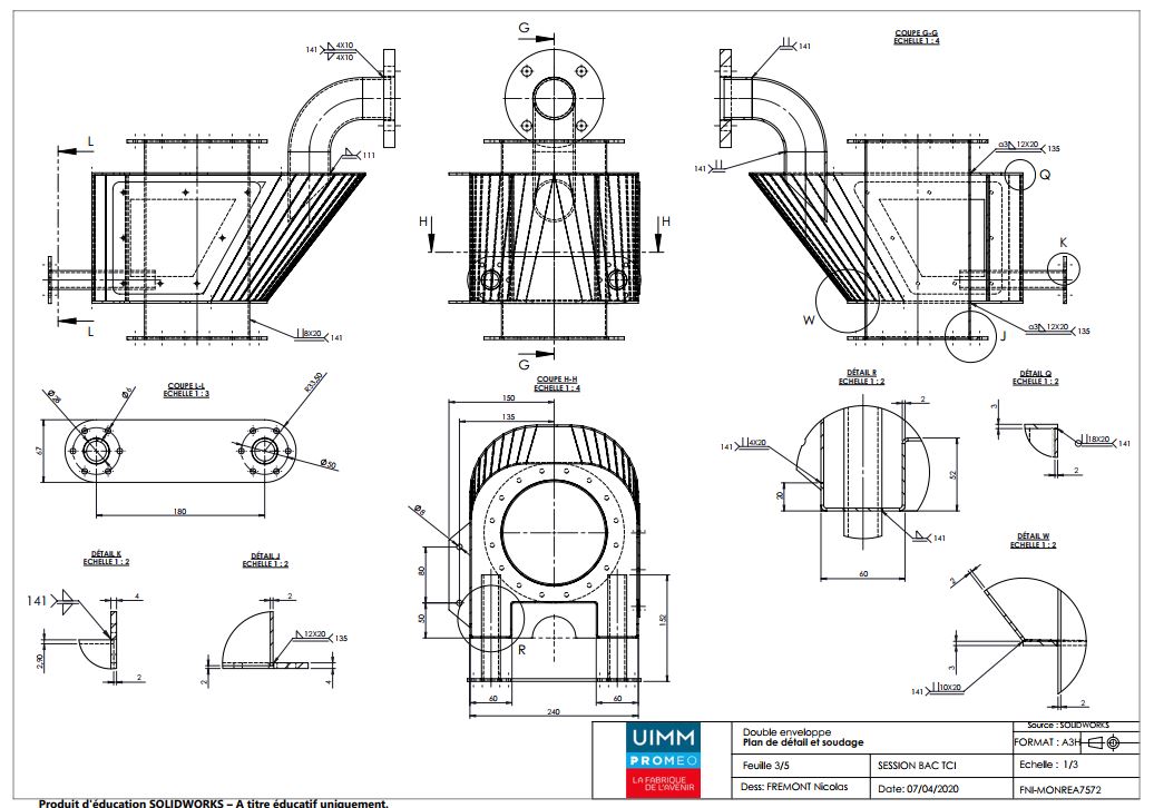 Plan d'une pièce double enveloppe (BAC PRO TCI) par Nicolas | Rocd@cier, Forum soudage et ...